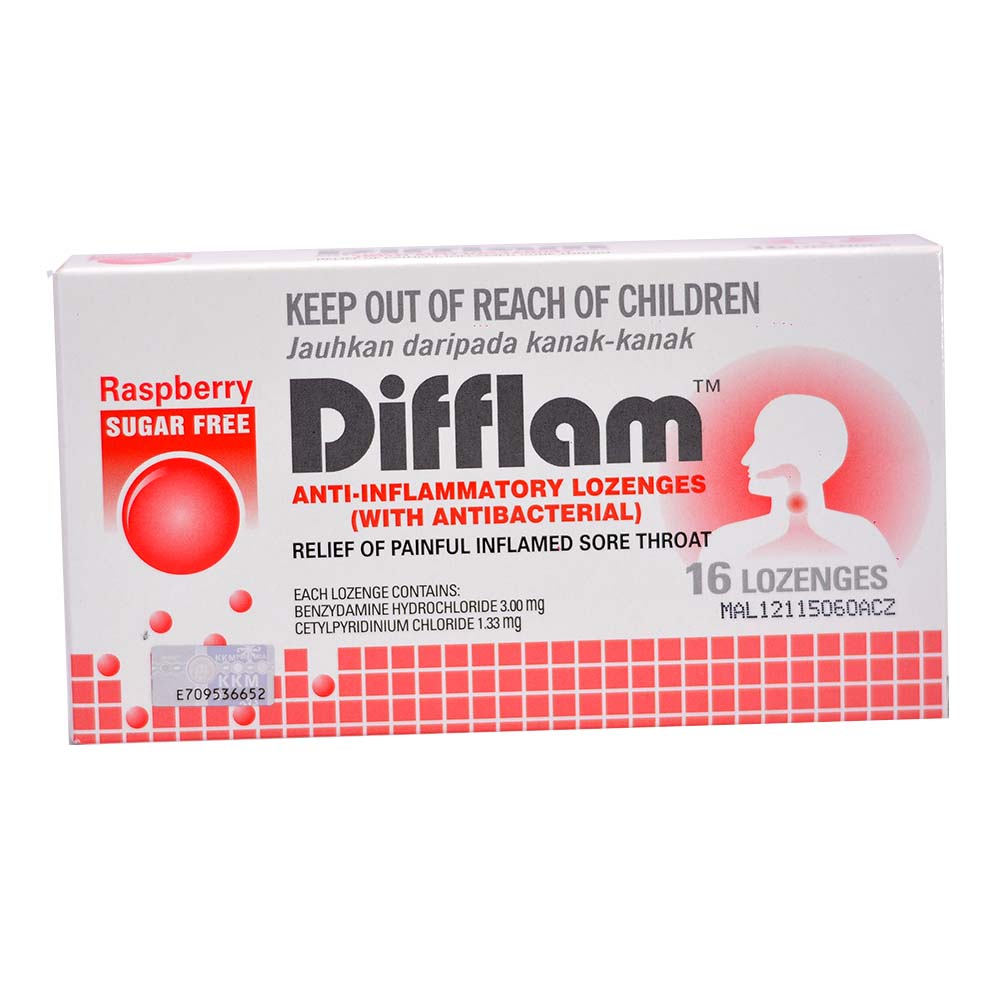 Health Shop - Difflam Raspberry Anti-Bacterial Lozenges (R) 2 x 8s